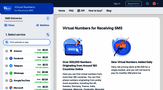 5sim.net - Online SMS verification servic... - 5 Sim