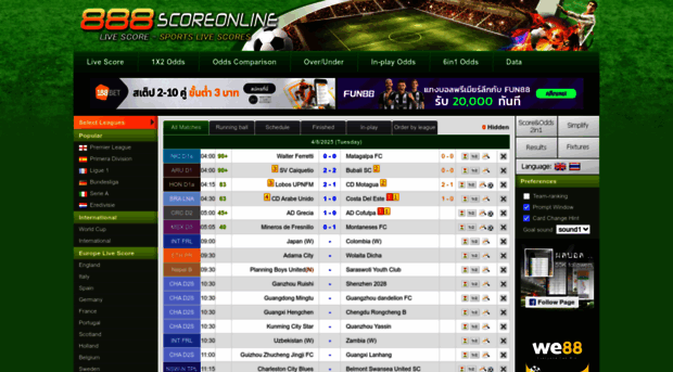 888scoreonline.com - Live Score, Soccer Live Scores... - 888 Score Online