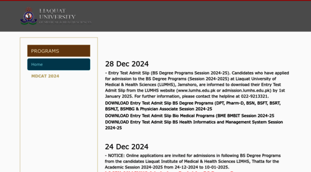 admission.lumhs.edu.pk - Welcome to LUMHS University Ad... - Admission ...