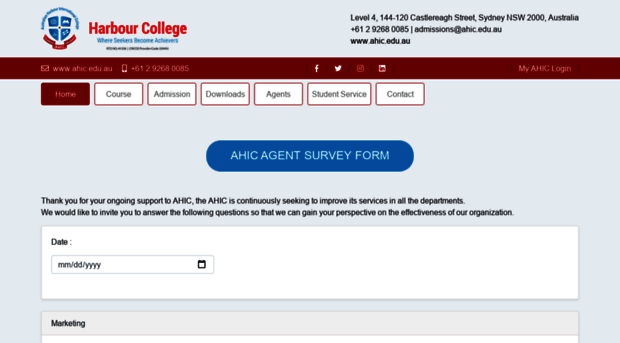 agentsurvey.ahic.edu.au - AHIC - Australian Harbour Inte ...