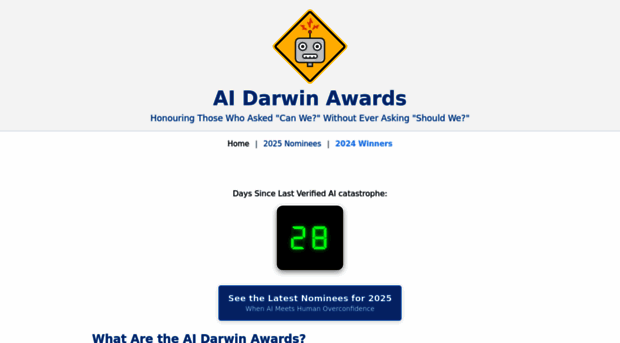 aidarwinawards.org - AI Darwin Awards 2025 - Celebr... - AI Darwin Awards