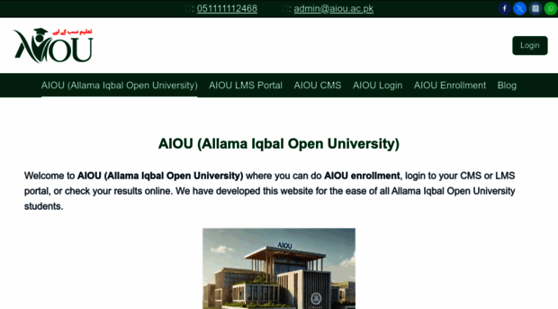 aiou.ac.pk - AIOU - Enrollment, Login to LM... - AIOU Ac