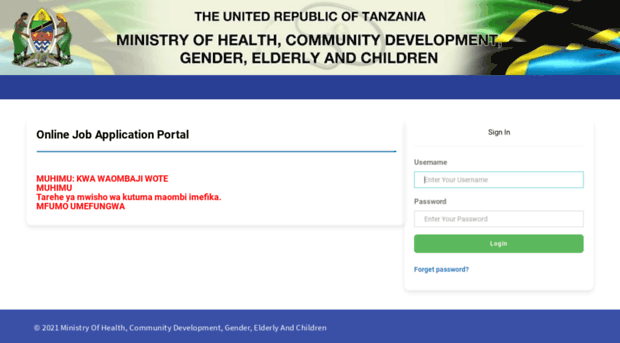 ajira.moh.go.tz - login | Ajira Portal - Ajira Moh