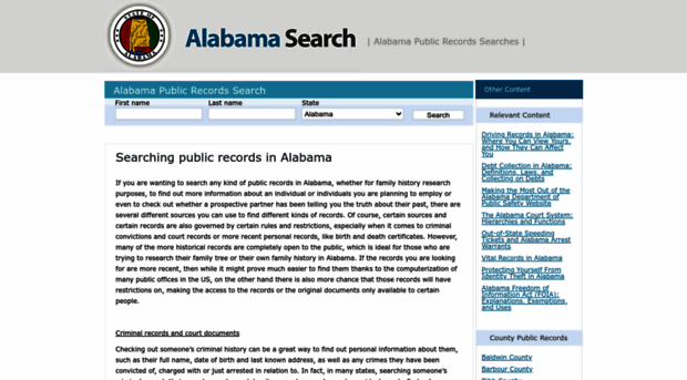 alabamasearch.org - Searching public records in Al... - Alabama Search