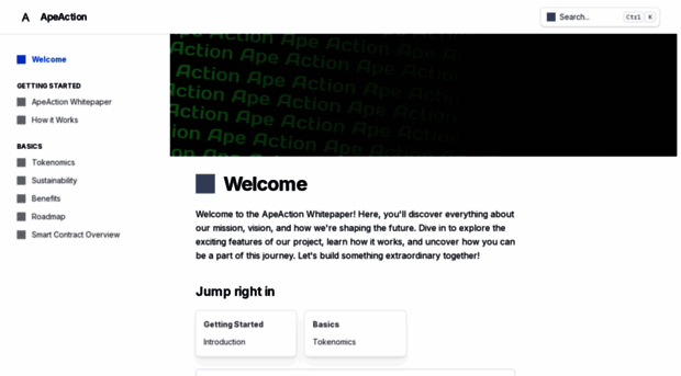 apeaction.gitbook.io - Welcome | ApeAction - Ape Action Gitbook