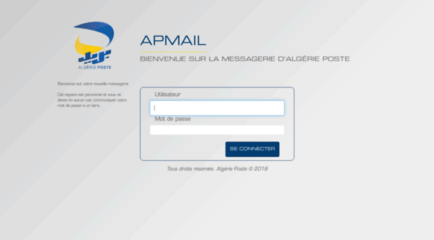 apmail.poste.dz - Messagerie d'Algérie Poste - Apmail Poste