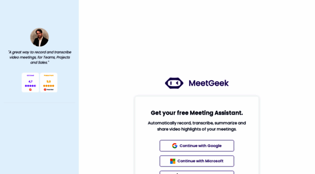 app.meetgeek.ai - MeetGeek | Login - App Meet Geek