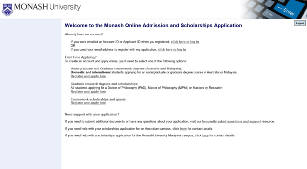 applicant.connect.monash.edu.au - Welcome to eAdmissions @ Monas ...