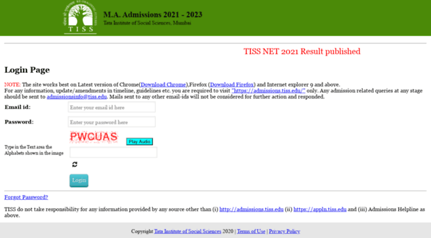 appln.tiss.edu - TISS Application - Appln TISS