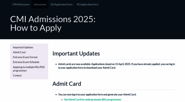 apply2025.cmi.ac.in - CMI Admissions 2025: Online Ap... - Apply 2025 CMI