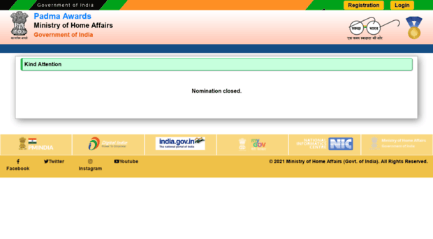 applypadma.mha.gov.in - Login | Awards - Applypadma Mha