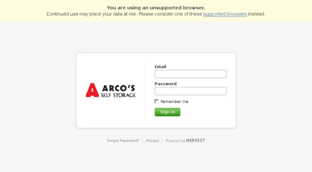 arcosstorage.harvestapp.com - Sign In – ARCOS Storage – Harv... - Arcos ...