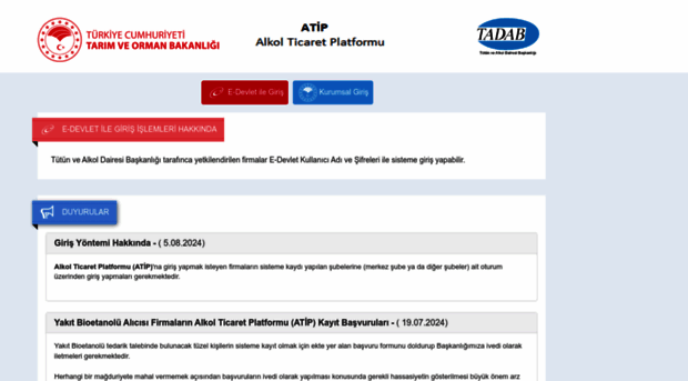 atip.tarimorman.gov.tr - ALKOLSIS E-Hizmetler - Atip Tarimorman