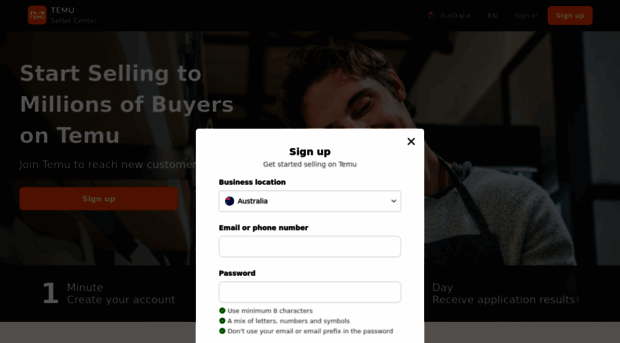 au.seller.temu.com - Temu Seller Center - Au Seller Temu