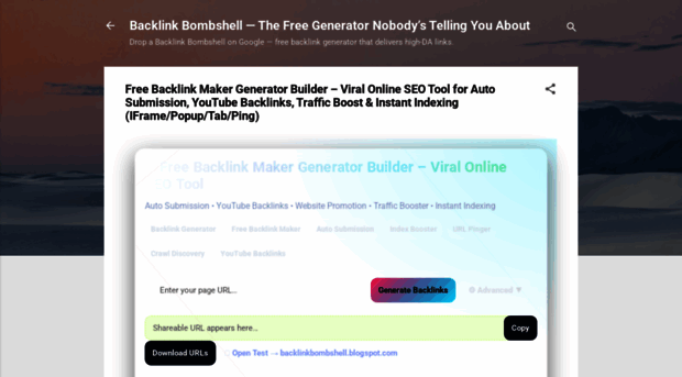 backlinkbombshell.blogspot.com - Free Backlink Maker Generator ...