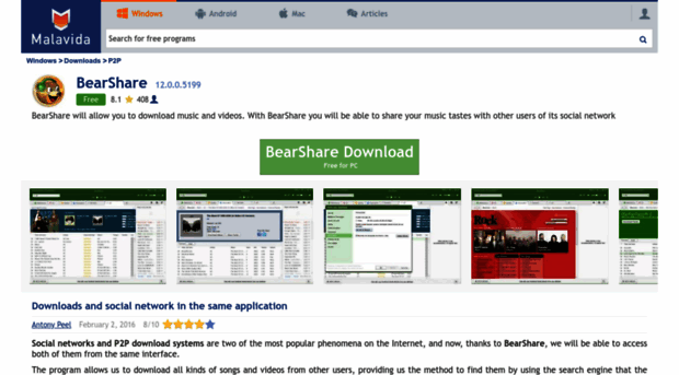 bearshare.en.malavida.com - BearShare 12.0 - Download for ... - Bear ...