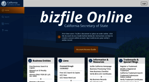 bizfileonline.sos.ca.gov - Secretary of State - Bizfileonline Sos Ca