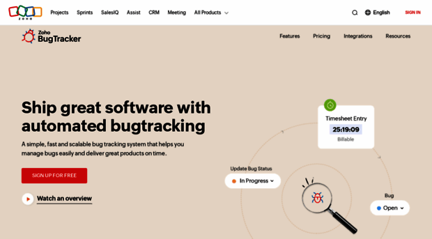 bugtracker.zoho.com - Bug Tracking Software | Free I... - Bug Tracker Zoho
