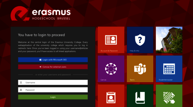 canvas.ehb.be - Login - EhB | Central login - Canvas EhB