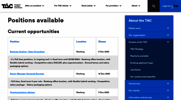 careers.tac.vic.gov.au - Current opportunities - Careers Tac Vic Gov