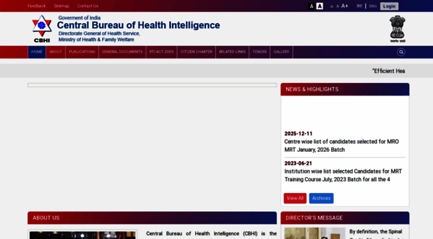 cbhidghs.mohfw.gov.in - Home :: Central Bureau of Heal... - Cbhidghs Mohfw