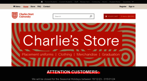 charlies.shop.csu.edu.au - Charlie's Store - Home - Charlie S Shop Csu