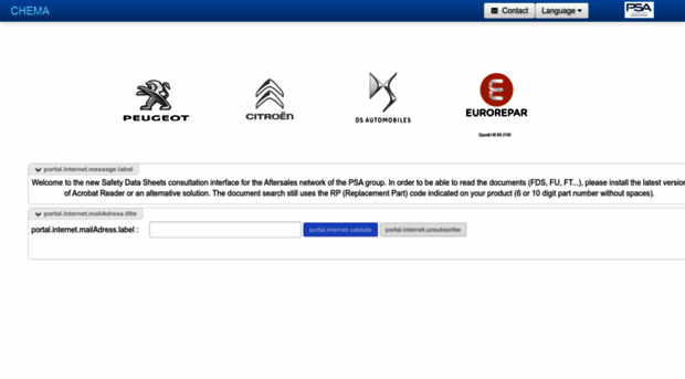 chema.mpsa.com - Accueil Internet - Chema Mpsa