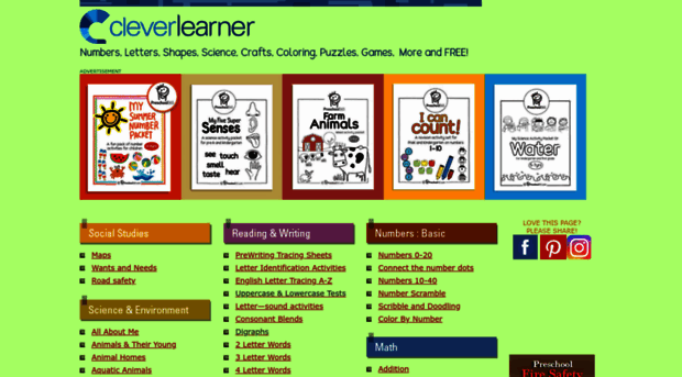 cleverlearner.com - Free quality printable prescho... - Cleverlearner