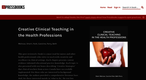 clinicalteaching.pressbooks.com - Creative Clinical Teaching in ... - Clinical Teaching Press Book S