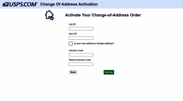 coaa.usps.gov - Change Of Address Activation - Coaa Usps
