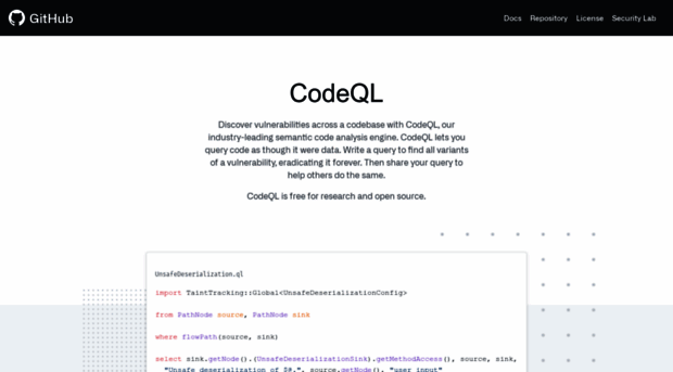 codeql.github.com - CodeQL - CodeQL Github