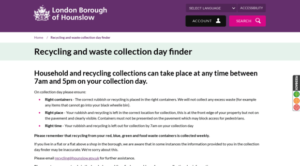 collectiondays.hounslow.gov.uk - Recycling and waste collection... - Collection Day S Hounslow