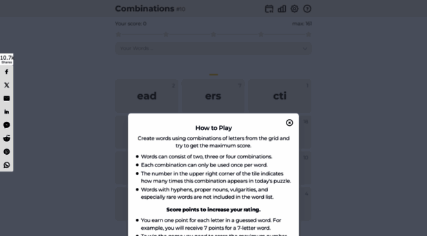 combinations.org - Combinations - Daily Word Game - Combinations