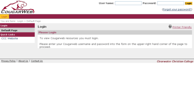 cougarweb.clearwater.edu - Login - Default Page | CougarW... - Cougar ...