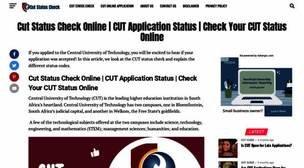 cutstatuscheck.co.za - Cut Status Check Online | CUT ... - Cut Status Check