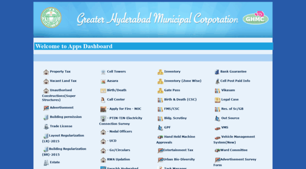 dashboard.ghmc.gov.in - Apps Dashboard - Dashboard Ghmc