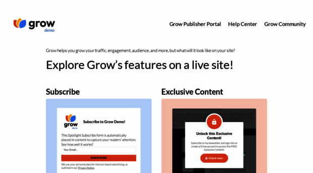 demo.grow.me - Home - Grow Demo - Demo Grow
