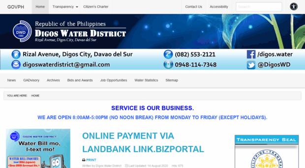 digoswaterdistrict.gov.ph - Digos Water District | Service... - Digos ...