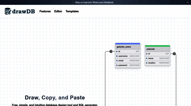 drawdb.vercel.app - drawDB | Online database diagr... - DrawDB Vercel