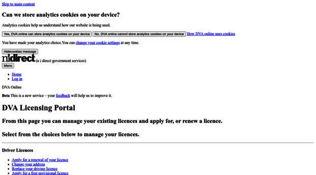 dvaonline.nidirect.gov.uk - DVA Online | nidirect - DVA Online Nidirect