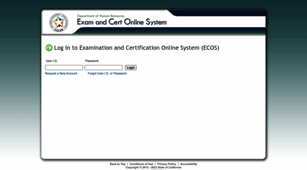 ecos.ca.gov - Exam and Cert Online System - ... - Ecos Ca