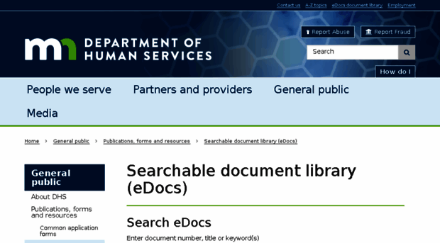 edocs.dhs.state.mn.us - Searchable document library (e... - EDocs Dhs State