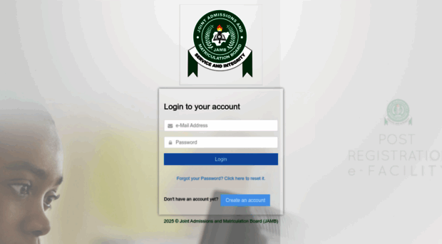 efacility.jamb.gov.ng - Log in - Efacility Jamb