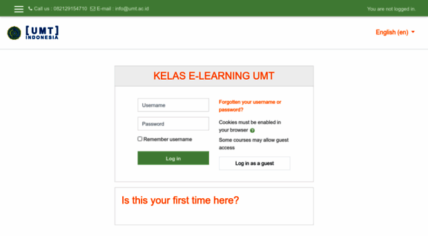elearning.umt.ac.id - LAPEMBA UMT: Log in to the sit... - Elearning UMT
