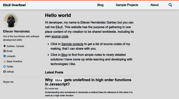 eliux.github.io - Hello world - EliuX Overflow! - EliuX Github