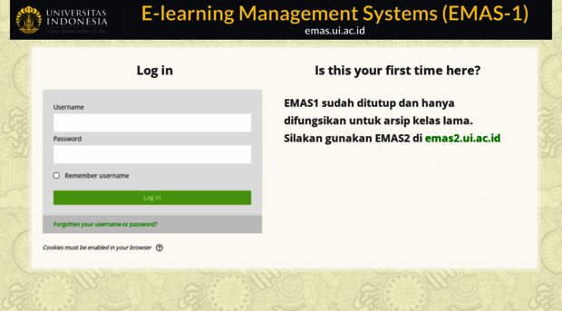 emas.ui.ac.id - Emas UI: Log in to the site - Emas UI