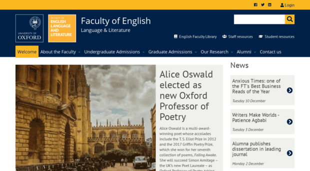 english.ox.ac.uk - Welcome | Faculty of English - English Ox