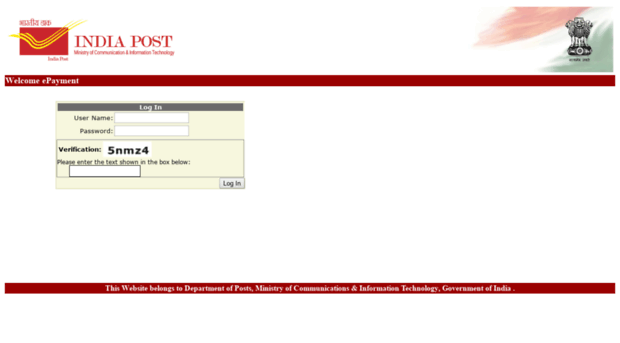 epmttrg.cept.gov.in - DOP India - ePayment : Login - Epmttrg Cept
