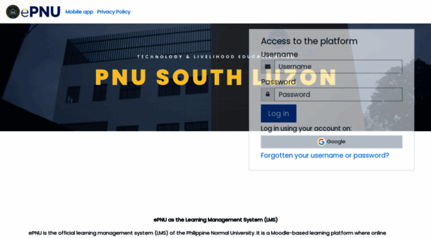 epnusl.pnu.edu.ph - ePNU South Luzon Learning Mana... - EPNU Sl Pnu Edu
