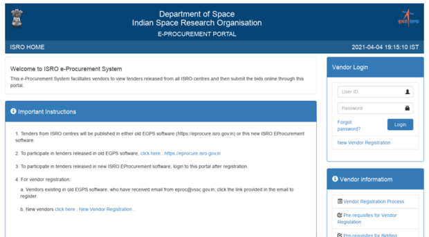 eproc.vssc.gov.in - E-PROCUEMENT PORTAL - Eproc Vssc